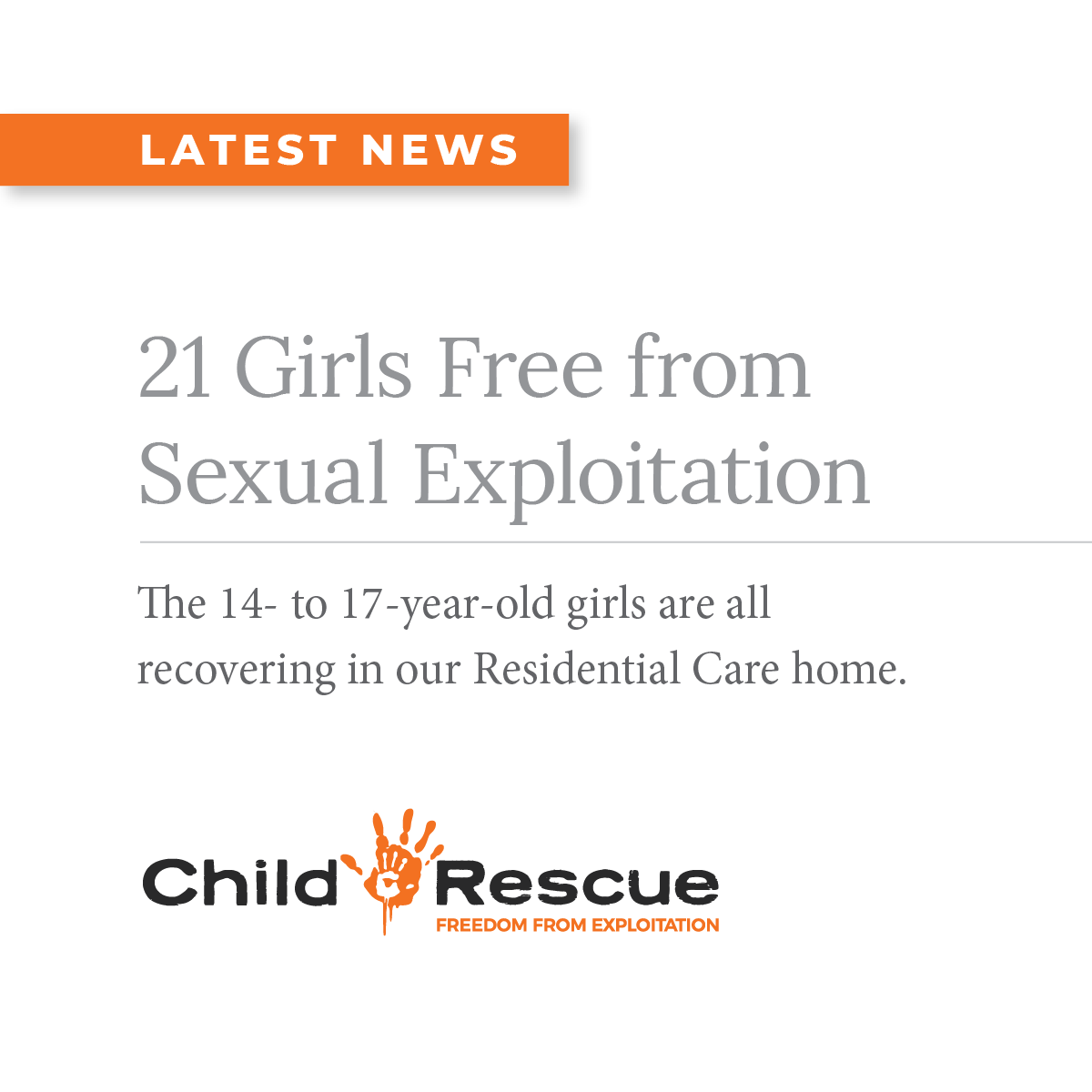 21 Girls Are Free from Sexual Exploitation - Child Rescue | Child Rescue